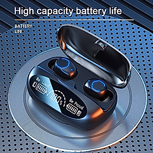 PMOPDSNNE Wireless Earbuds Bluetooth 5.3 True Wireless Headphones with LED Display Charging Case IPX7 Waterproof USB-C Button Control Powerful Bass in Ear Earphones One-Step Pairing Headset