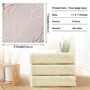 ALAZA Dish Towels Kitchen Cleaning Cloths Rose Gold Marble Pattern Dish Cloths Super Absorbent Kitchen Towels Lint Free Bar Tea Soft Towel Kitchen Accessories Set of 6,11"x11"