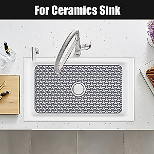 JUSTOGO Sink Protectors for Kitchen Sink, Center Drain Kitchen Sink Protector Grid Accessory 28.3''x 15.6'', Folding Sink Mats Grates for Bottom of Farmhouse Stainless Steel Porcelain Sink (1 PCS)