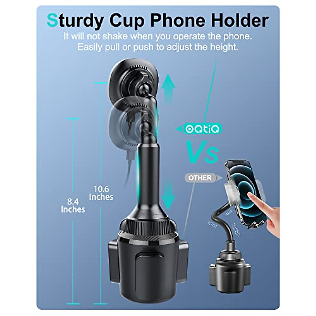 OQTIQ Magnetic Wireless Car Charger Mount for MagSafe Cup Holder Car Phone Mount Charger Adjustable Fast Charging with Cooling Fan Compatible with iPhone 14 13 12 Pro Max Mini [with QC 3.0 Adapter]