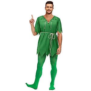 AOBUTE Men's Peter Costume Dress Women Halloween Cosplay Adult Laced Placket Tunic Outfits S