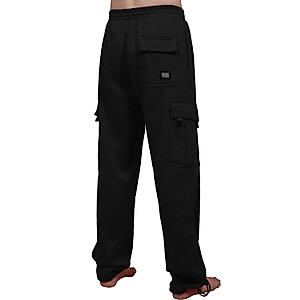 NE PEOPLE Men’s Cargo Pants – Lightweight Comfy Jogger Sweatpants Fleece Elastic Waistband Workout Casual Active Sports NEMP17 Black 3XL