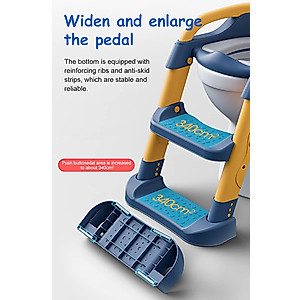 TOWRITE Foldable Toilet Training Potty Seat with Step Stool and Handles for Boys and Girls - Non-Slip Safe PU Cushion (Green)