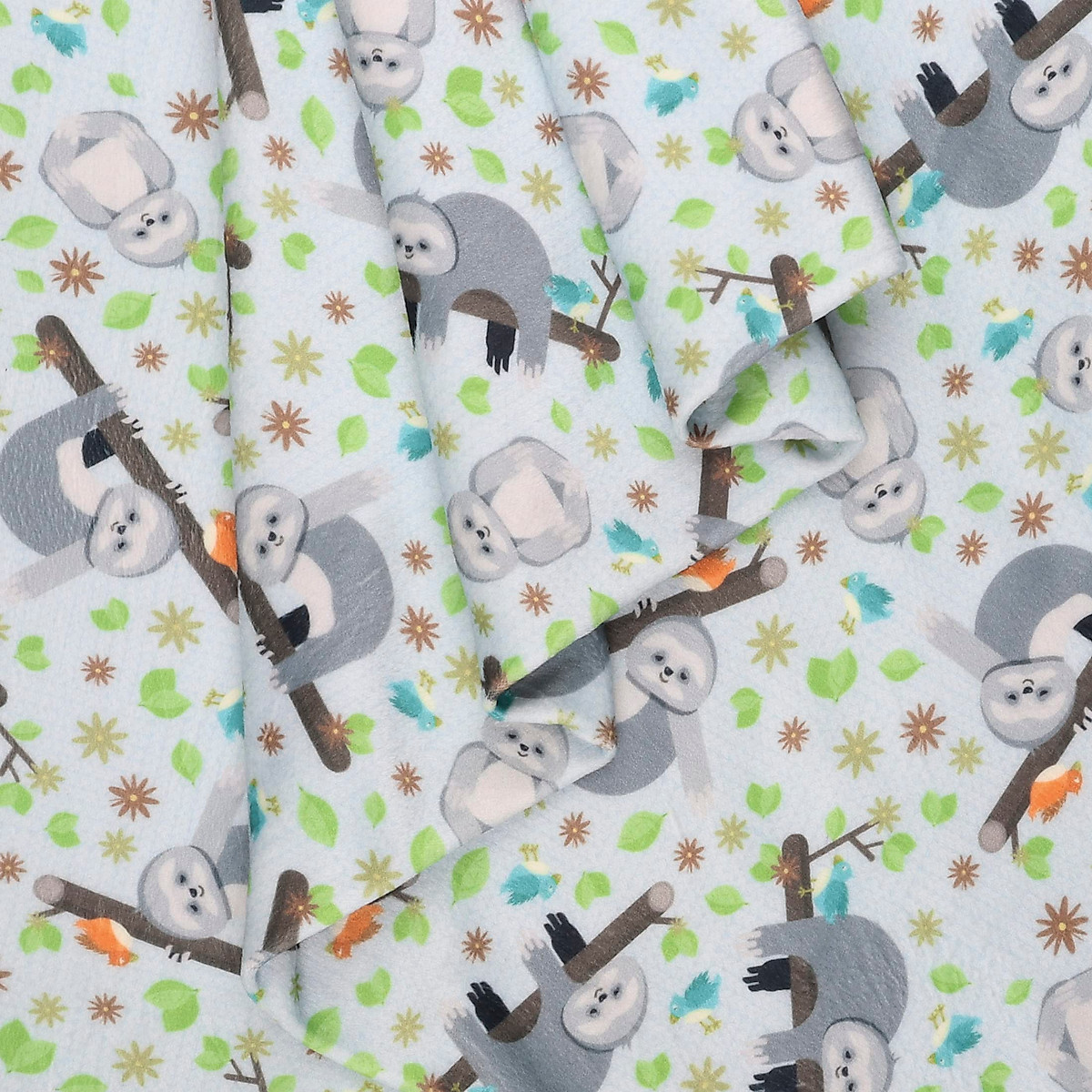 Mook Fabrics Stretch Minky Sleep Sloth, Moss Cut by The Yard