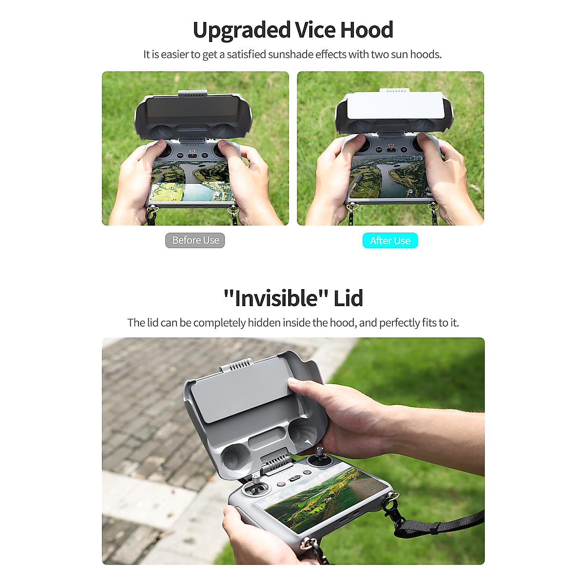 Anbee Upgrade 2-in-1 Protector Cover & Monitor Sun Hood for DJI RC 2 Remote Controller, Compatible with DJI Air 3S / Mini 4 Pro Drone (For DJI RC 2 Controller)