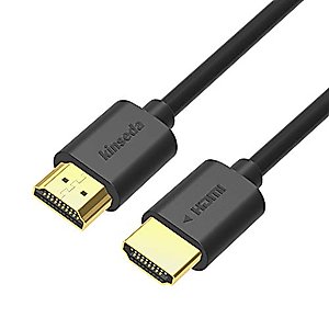 kinseda 4K HDMI Cable 8ft High Speed 18Gbps HDMI Cord 2.0 Supports to 4K 60Hz UHD 2160p 1080p 3D HDR Ethernet Audio Return（ARC） UL Rated - 1PC