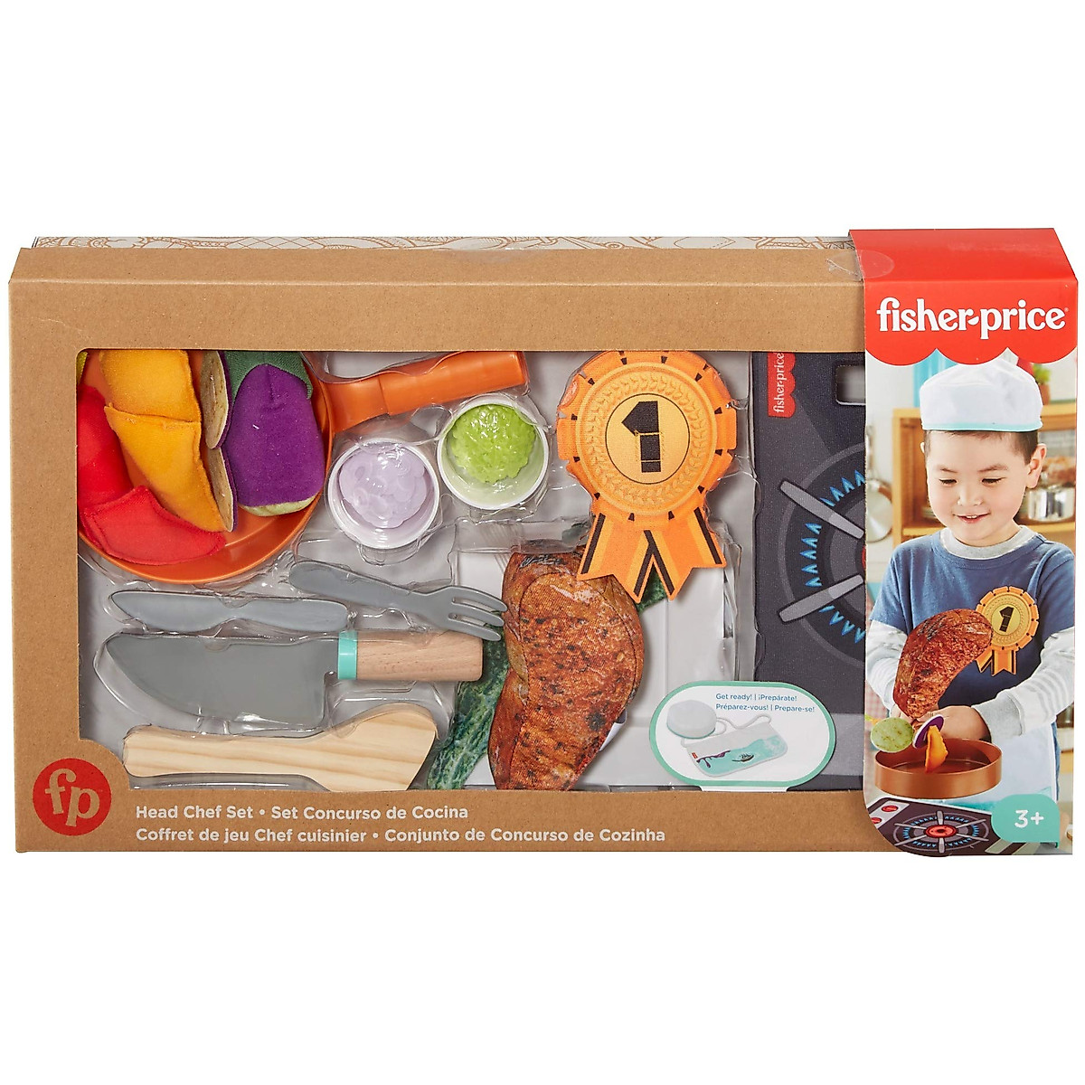 Fisher-Price Head Chef Set, pretend kitchen cooking play set for preschool kids ages 3 years and up