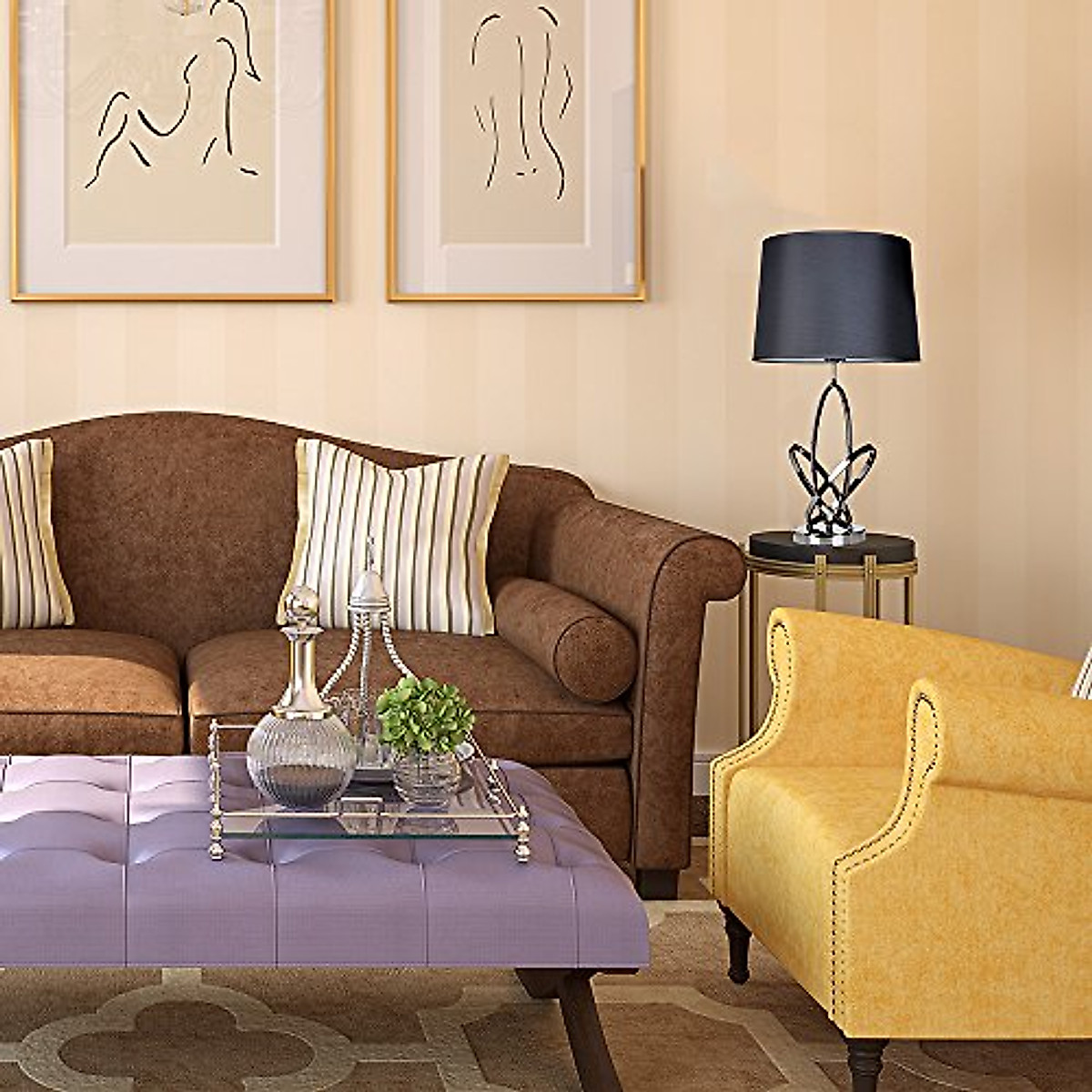 Elegant Designs LT1006-CHR Mod Art Polished Chrome Table Lamp with Black Shade