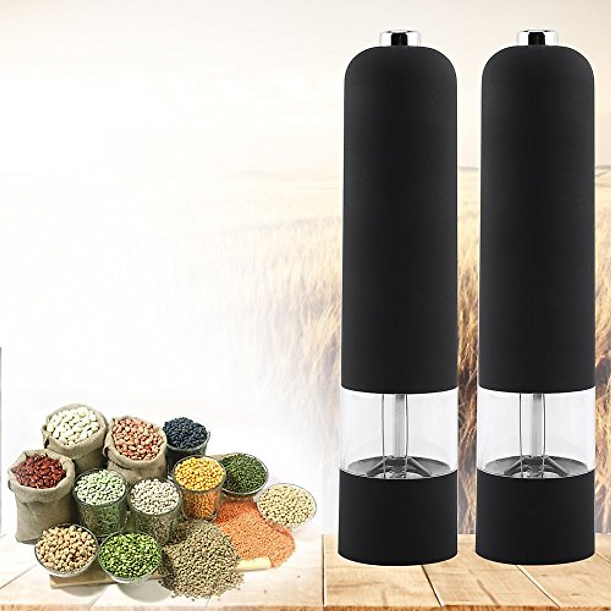 Grinder, Mini Electrical Automatic Portable Spice Crusher, Stainless Steel Pepper Grinder Mill for Kitchen