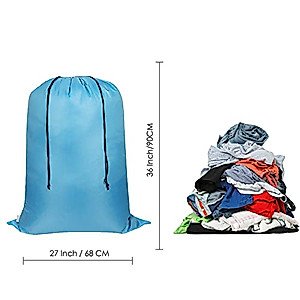 Asonen Travel Dirty Laundry Bags 27 x 36 inch [2 Pack] Heavy Duty Drawstring Organizer Bag Tear Resistant Clothes Organization Storage for Home Dorm Camp Trip College 68 x 90cm (Blue)
