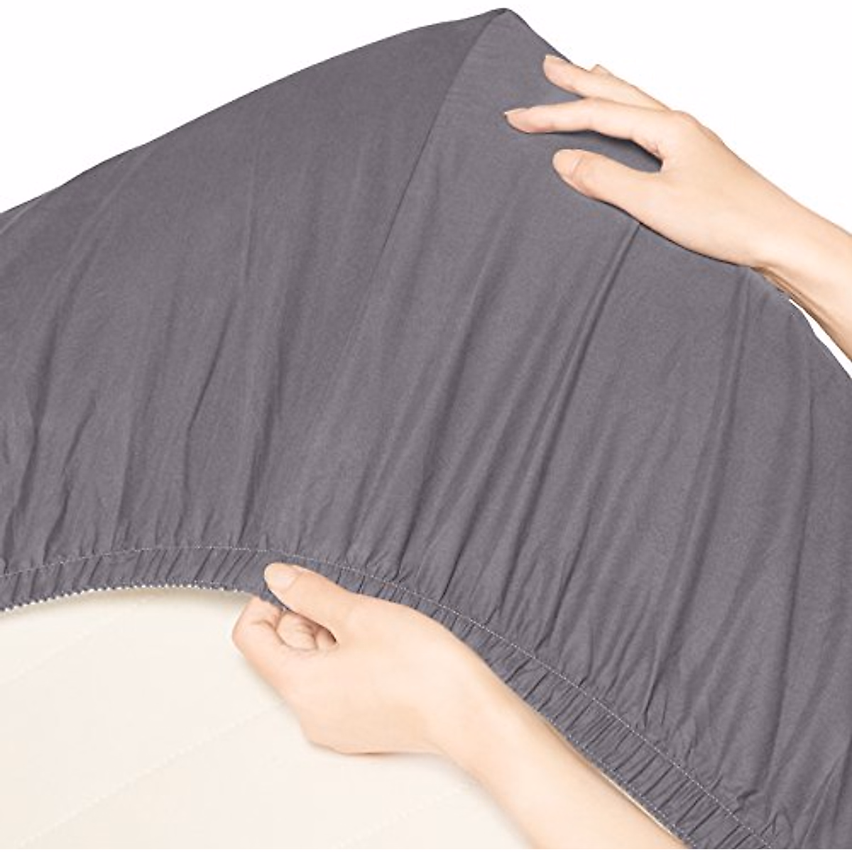 Amazon Brand – Pinzon 300 Thread Count Ultra Soft Cotton Bed Sheet Set, Queen, Graphite Grey