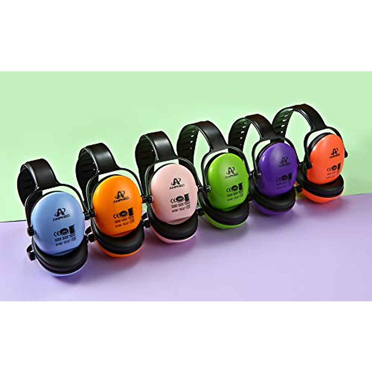 Amplim Hearing Protection Earmuff for Toddlers Kids Teens Adults - American ANSI, European CE, and Australian Standards Certified - Radiant