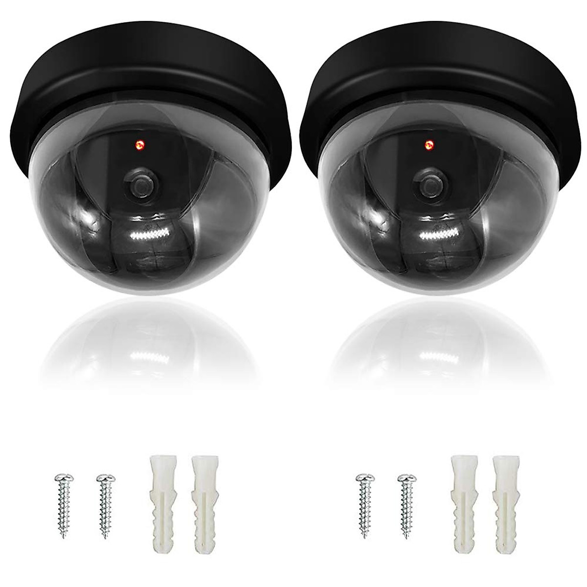 findTop Dummy Camera CCTV Surveillance System with Realistic Simulated LEDs, 2 Pack Fake Hemisphere Security Camera with 5 Pieces Warning Security Alert Sticker Decals