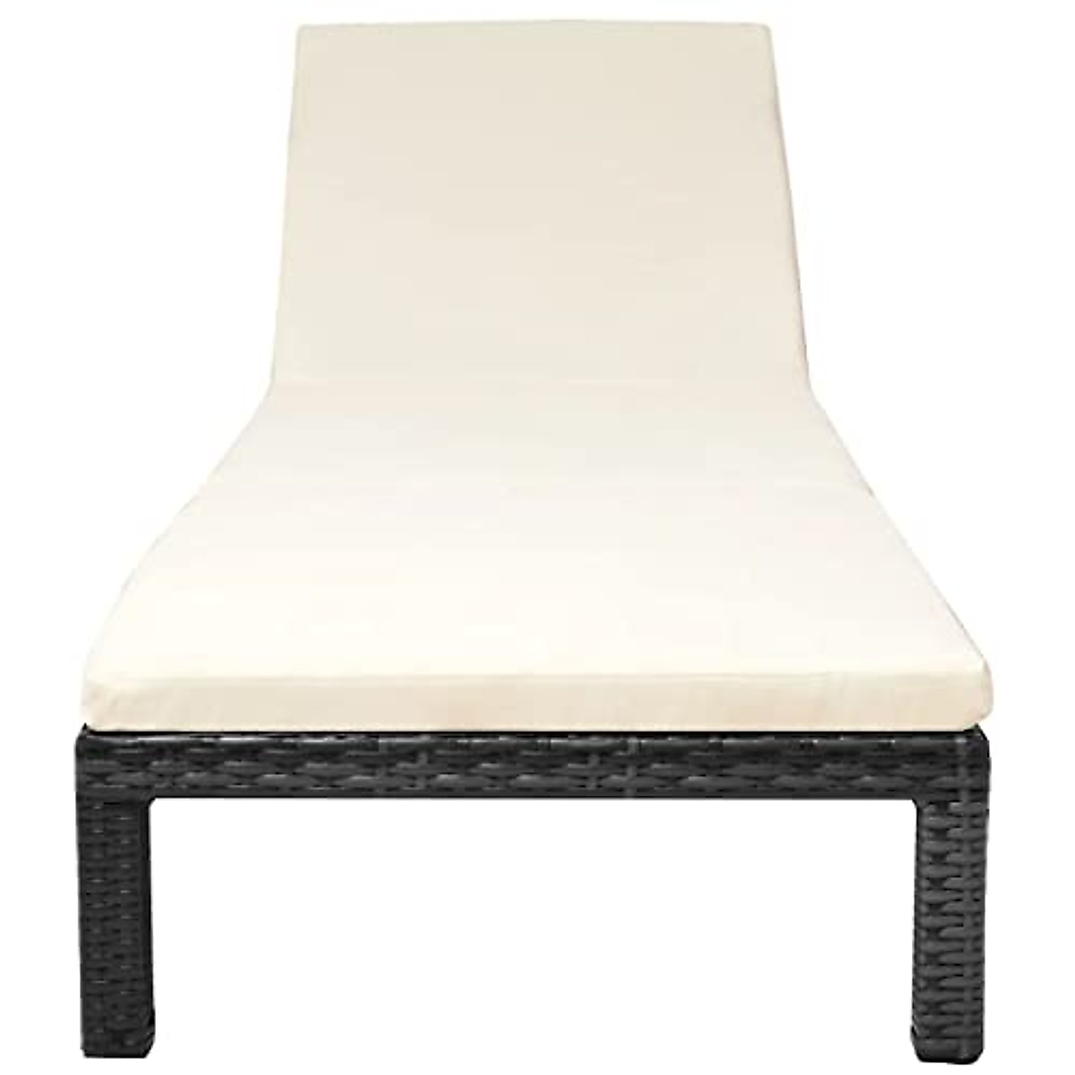 KCCLVER Sun Lounger with Cushion Poly Rattan Black,Relax in Comfort: Adjustable Rattan Sun Lounger with Washable Cushion Cover Outdoor Furniture, Sun Loungers