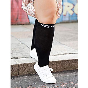 Zeta Wear Plus Size Open Toe Leg Sleeve Support Socks - Wide Calf Compression Open Toe Socks Men and Women Amazing Fit, Travel, Flight Socks, Compression & Soothing Relief, 1 Pair, Size 3XL, Black