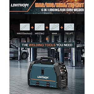 LDHTHOPI 140A MIG Welder, 4-in-1 Flux Core/Solid Wire/Lift TIG/Stick Welder, 110V Gas/Gasless Welder Machine for Home, Car, Yard, Workshop, Farm