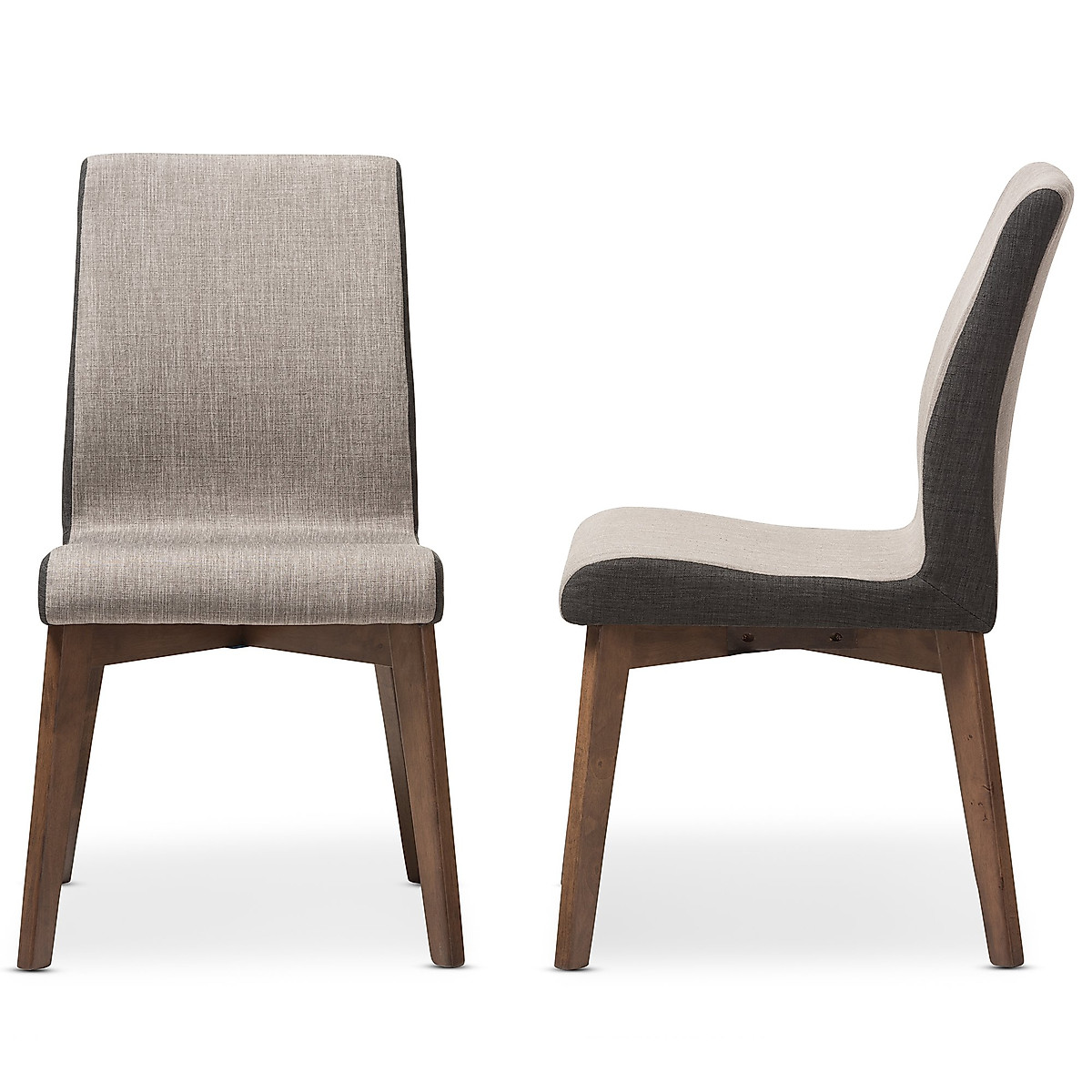 Baxton Studio Kimberly Dining Chair Beige and Brown Fabric Dining Chair