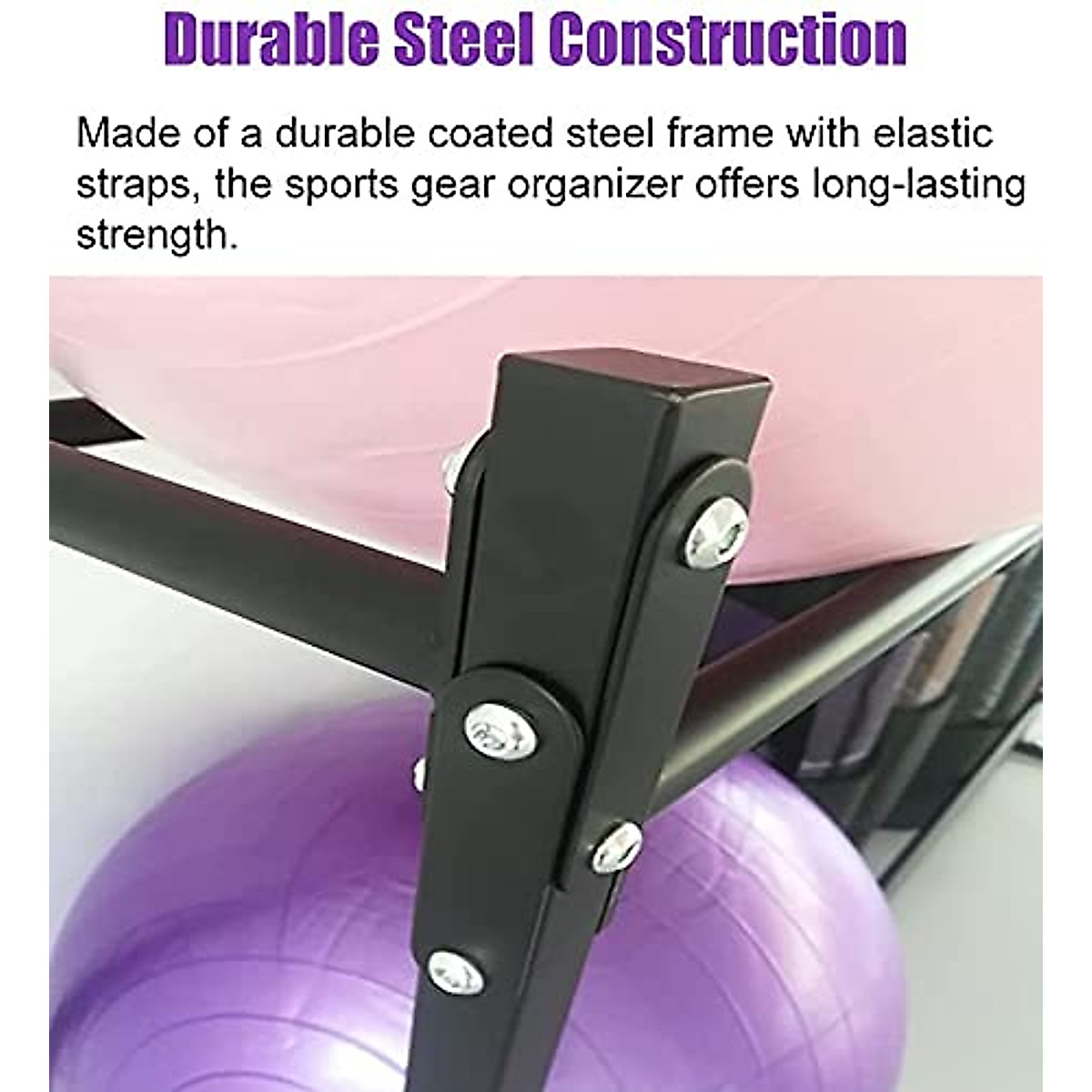 DERTEIO Freestanding Yoga Ball Storage Holder Stand, Black Steel Floor Yoga Mat/Yoga Balls Rack, Sports Ball Organizer for Gym/Workout Room (Size : 3 Tier)