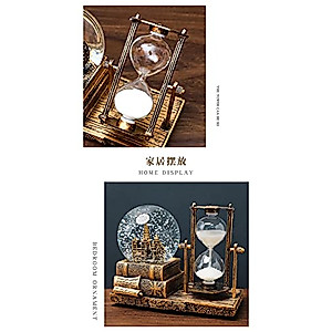 Music Crystal Snow Globe with Hourglass Timer Home Decoration for Living Room Bedroom Book Shelf TV Cabinet Desktop Decor Statue Figurine Table Centerpieces Ornaments (A-Brown)