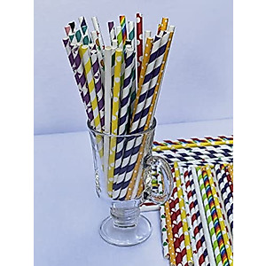 Recyclable paper straws, 100 Pcs, Birthday Parties, Art and craft projects, beautiful colors, durable, 6mm x 195 mm