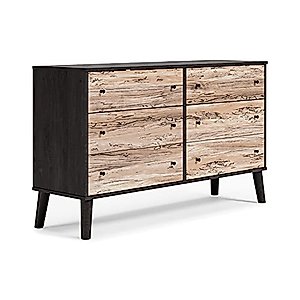 Signature Design by Ashley Piperton Contemporary Scandinavian 6 Drawer Dresser, Two-Tone Black