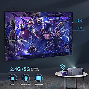 1080P HD Projector, 5G WiFi Bluetooth 4K Projector, PENMAMA 9800L Movie Mini Projector with Zoom/±15° Keystone/ 300" Display/Phone Mirroing, Compatible with HDMI, VGA, USB, Phone, TV, Laptop, PC, PS5