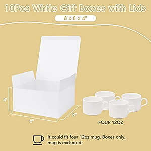 MESHA 8x8x4inches Small Gift Boxes With Lids for Presents,10Pcs Bridesmaid Proposal Box for Gifts,Small White Boxes for Gifts, Paper Wedding Favor Boxes,Birthday Gift Box Bulk, Party Favor Boxes