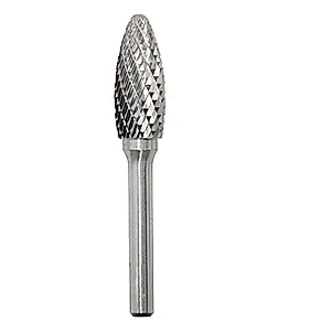 SH-5 Tungsten Carbide Burr Rotary File Flame Shape Double Cut with 1/4''Shank for Die Grinder Drill Bit
