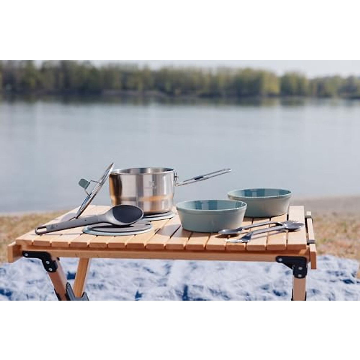 Stanley Wildfare Go 14-Piece Two Bowl Prep & Cook Set | 1.65 qt Saucepan with Fold & Lock Handle | Camping Essentials for Your Camp Kitchen