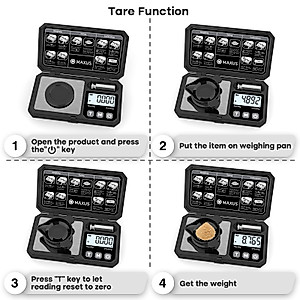 MAXUS Milligram Scale 50g/0.001g, Compact Mg Scale with 50g Calibration Weight, Black Powder Scale for Reloading, includes a Scoop, a Powder Pan, a USB Cable and Tweezers