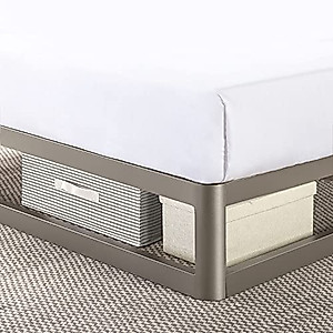 Mellow 9" Metal Platform Bed Frame w/Heavy Duty Steel Slat Mattress Foundation (No Box Spring Needed), Queen, Grey