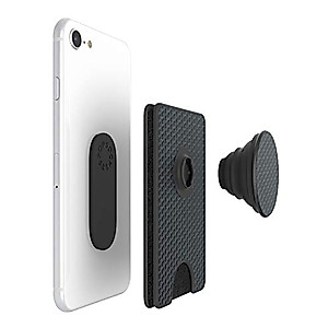 PopSockets PopWallet+ with Integrated Swappable PopTop - Black Carbon