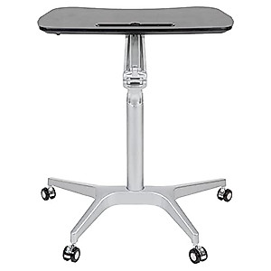 Flash Furniture Gia Mobile Sit-Down, Stand-Up Black Computer Ergonomic Desk with 28.25"W Top (Adjustable Range 29" - 41")