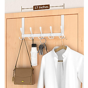 CHAUNCEY HOME Over The Door Hooks Hanger with Extended Arms for Easy Access by Women - Bathroom Accessories and Towel Rack Organizer Holder for Living Room Bedroom Hanging - 1 Pack, White