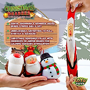 YoYa Toys Christmas Squishies Beadeez - Water Beads Squeeze Balls for Anxiety & Stress Relief, Focus, & Relaxation, Slow Rising Toys for Kids & Adults, Great Gift, 3-Pack Holiday Squishes Set