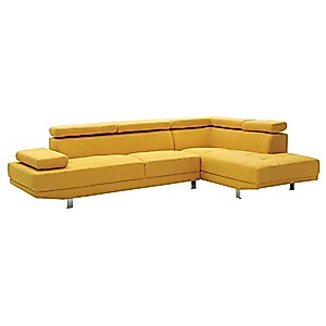 Glory Furniture Riveredge , Yellow Sectional (2 Boxes), 28"H X 109"W X 34"D,