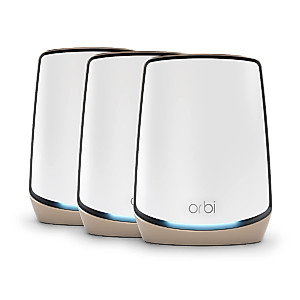 NETGEAR Orbi Tri-Band WiFi 6 Mesh Network System (RBK863S) – Router + 2 Satellite Extenders, Security Features, Up to 6Gbps, Up to 8,000 sq.ft., 100 Devices, 10 Gig Internet Port, Armor Subscription