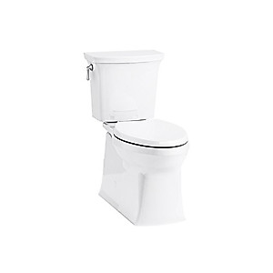 KOHLER 5709-0 Corbelle Two Piece Toilet, White & Fluidmaster 7530 Universal Better Than Wax Toilet Seal, Wax-Free Toilet Bowl Gasket Fits Any Drain