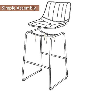 Yaheetech 30" PU Leather Dining Chairs Armless Chairs Indoor/Outdoor Kitchen Dining Room Chairs with Metal Legs and Footrest, Set of 2, Brown