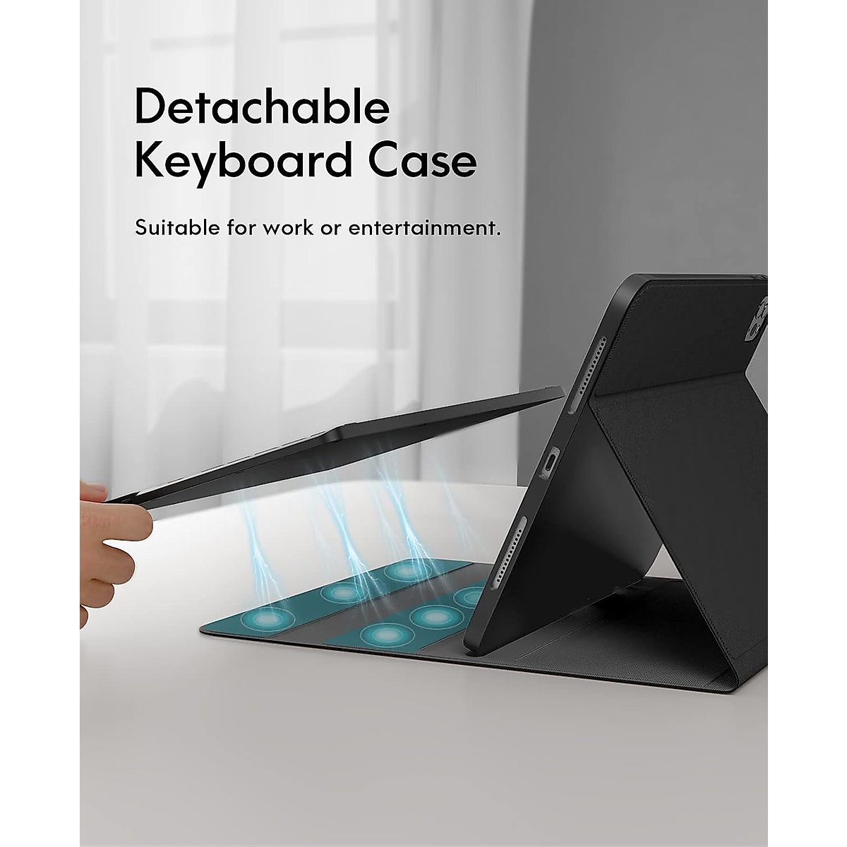 CHESONA Touchpad for iPad Pro 12.9 Case with Keyboard, Keyboard (for 12.9-inch Pro - 6th/5th/4th/3rd Generation), Detachable Bluetooth Keyboard with 7-Color Backlight, 2 Bluetooth Channels (Black)