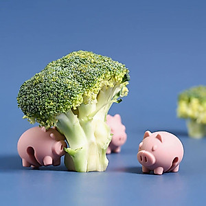 Cute Cartoon Silicone Pot Holder Pot Lid Holder Clips, Home Silicone Spill Stopper Overflow Tool(6pc-Pig)