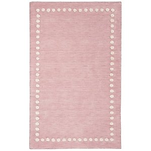 SAFAVIEH Kids Collection Area Rug - 8' x 10', Pink, Handmade Polka Dot Border Wool, Ideal for High Traffic Areas in Living Room, Bedroom (SFK802U)