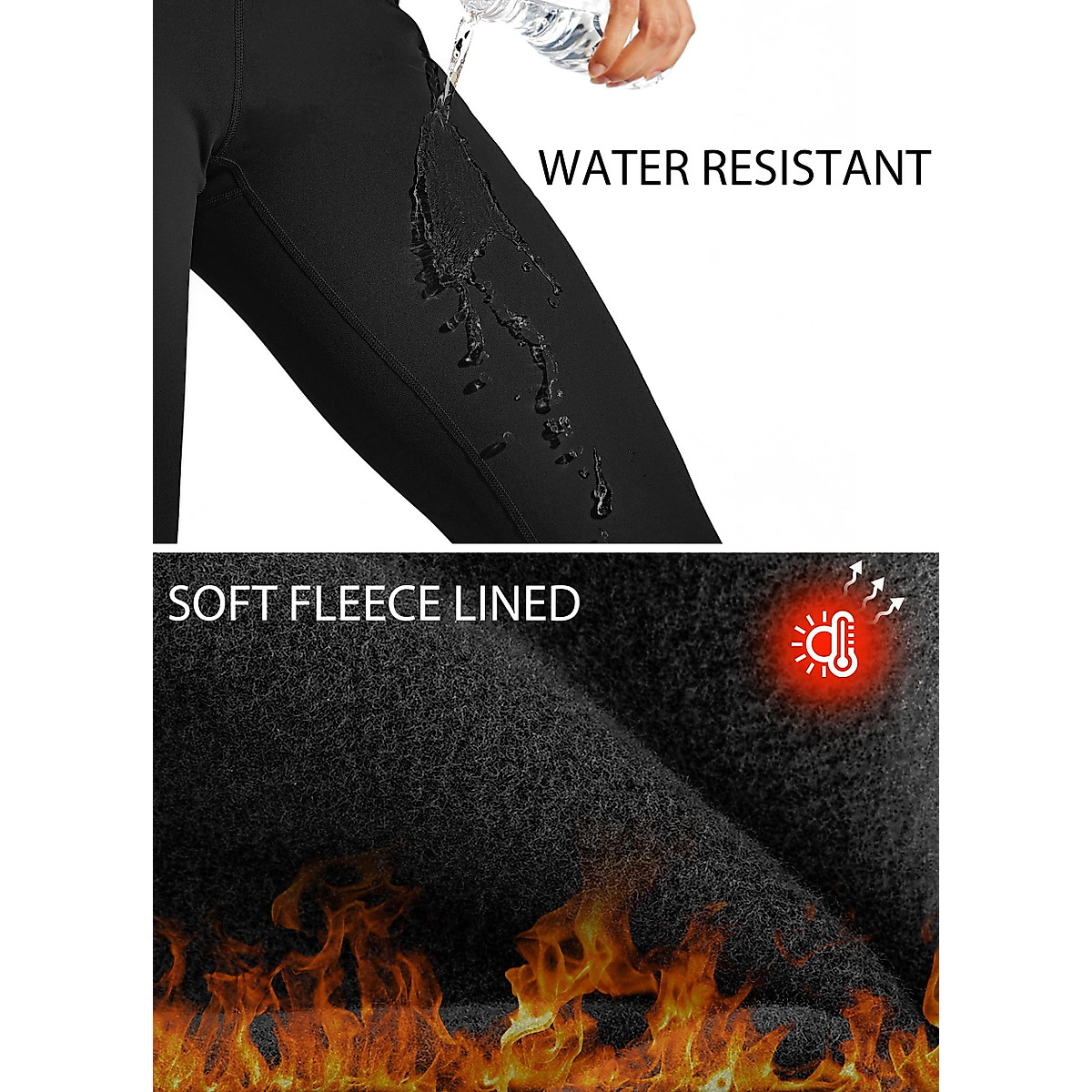 Willit Women's Fleece Lined Leggings Water Resistant Winter Pants Thermal High Waisted Yoga Hiking Running Tights Pockets Black XS