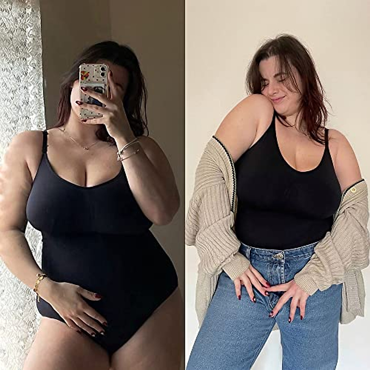 Yefecy Bodysuit Shapewear for Women Tummy Control Seamless Body Shaper Faja Tops Butt Lifting Full Body Shapewear Black XL-2XL