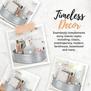 Autumn Alley Farmhouse Rustic Shower Caddy Basket for Bathroom - Toiletries Countertop Organizer, Decorative Bathroom Caddy, Galvanized Bathroom Accessories with Toilette Label, 11" x 6.25", Large