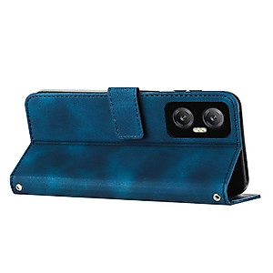 FACSER Flip Shockproof Case Compatible with Infinix Hot 20 5G Wallet Flip Phone Case Card Slot Holder Flip Cover Phone Case Wrist Strap Phone Case Compatible with Infinix Hot 20 5G (Color : Blue)