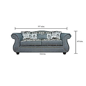 Classic Gray Sofa with Silver Decor Pillows