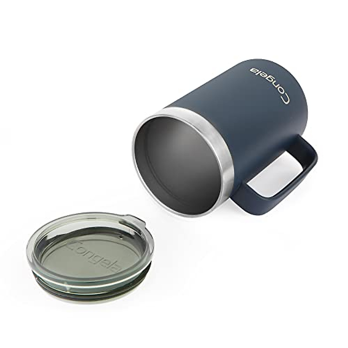 Congela 18oz stainless steel coffee mug, vacuum insulated coffee travel mugs set with Big handle, large capacity cups with BPA free clear lid(Navy,18oz X 2Pack)