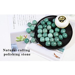 Ainuosen 1LB Natural Polished Tumble Crystals Stones,Decorative Glass Pebbles Marbles for vase Filler,Plant Rocks for pots Indoor,Aquarium Gravel for Fish Tank Decor(Green Aventurine 1-1.2in)