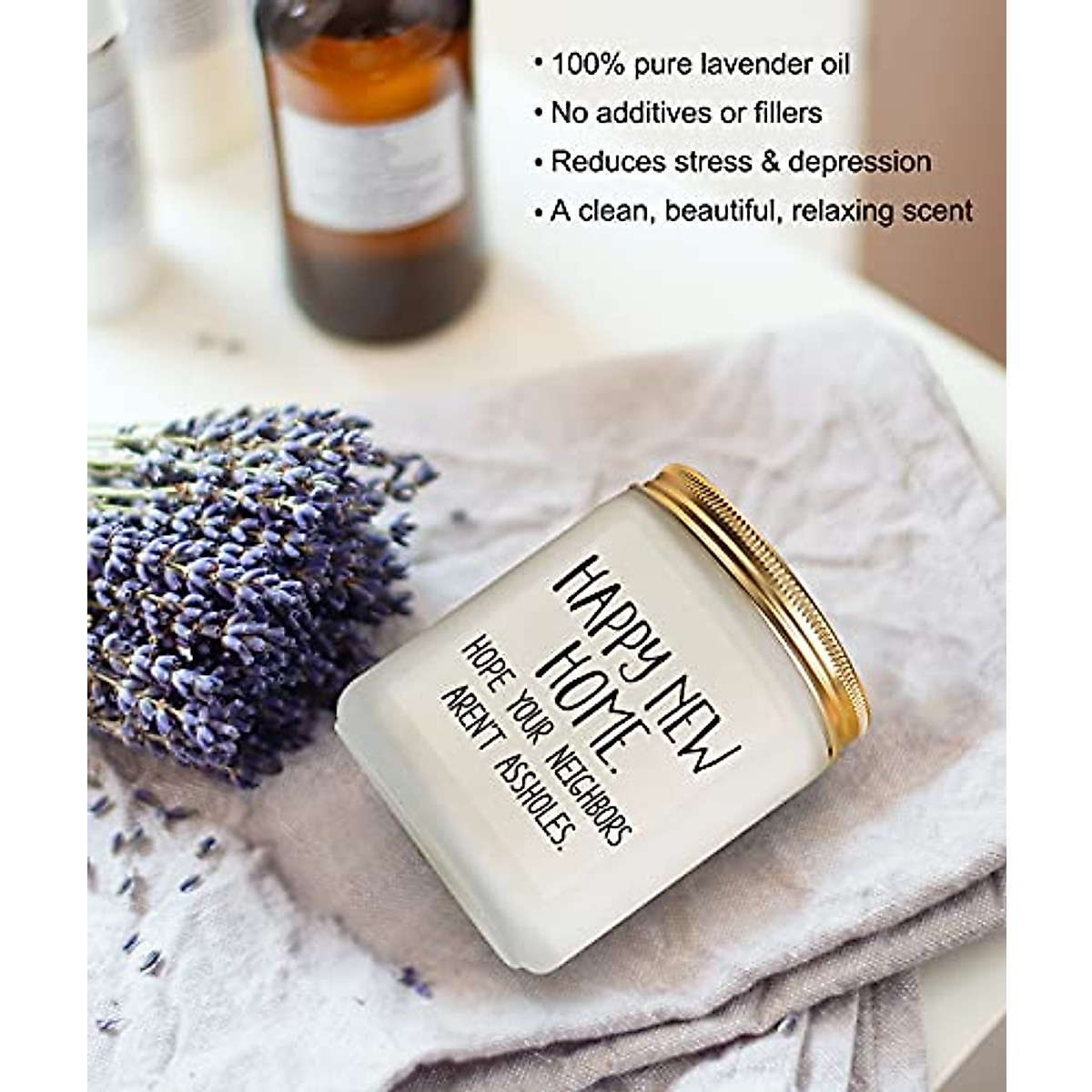 House Warming Presents for New Home- Housewarming Gift, New Home Gifts for Home, Funny Housewarming Gifts, New Home Owner Gift, New House Gift, Lavender Candles (7oz)